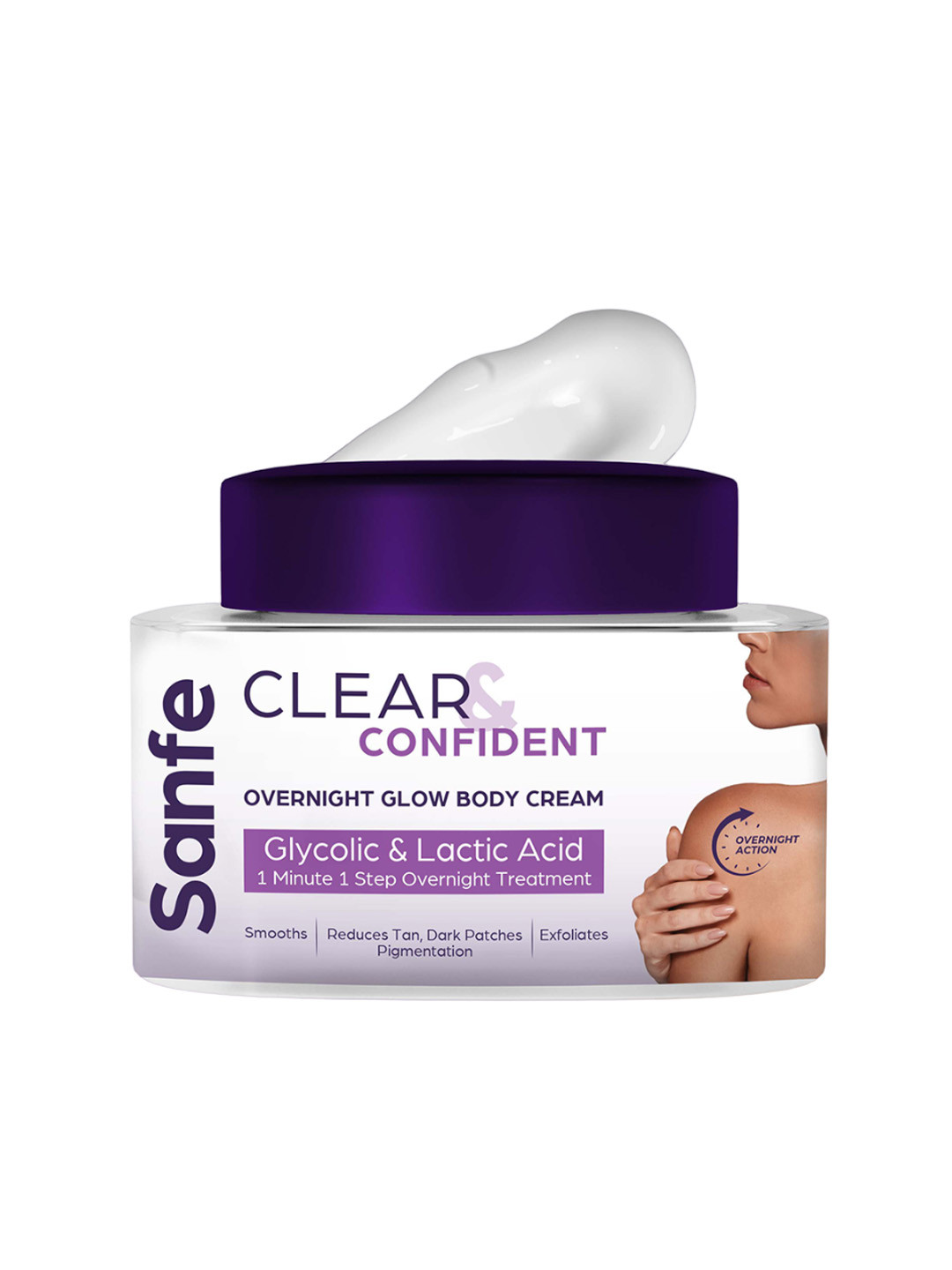Buy Sanfe Clear & Confident Overnight Glow Body Cream With Glycolic ...