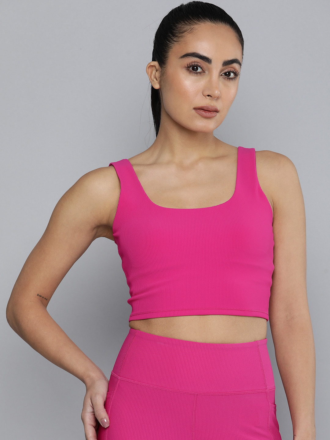 Buy Skechers GOFLEX RIB Full Coverage Lightly Padded UPF 40+ Workout Bra BR1 PNK PINK - Bra for ...