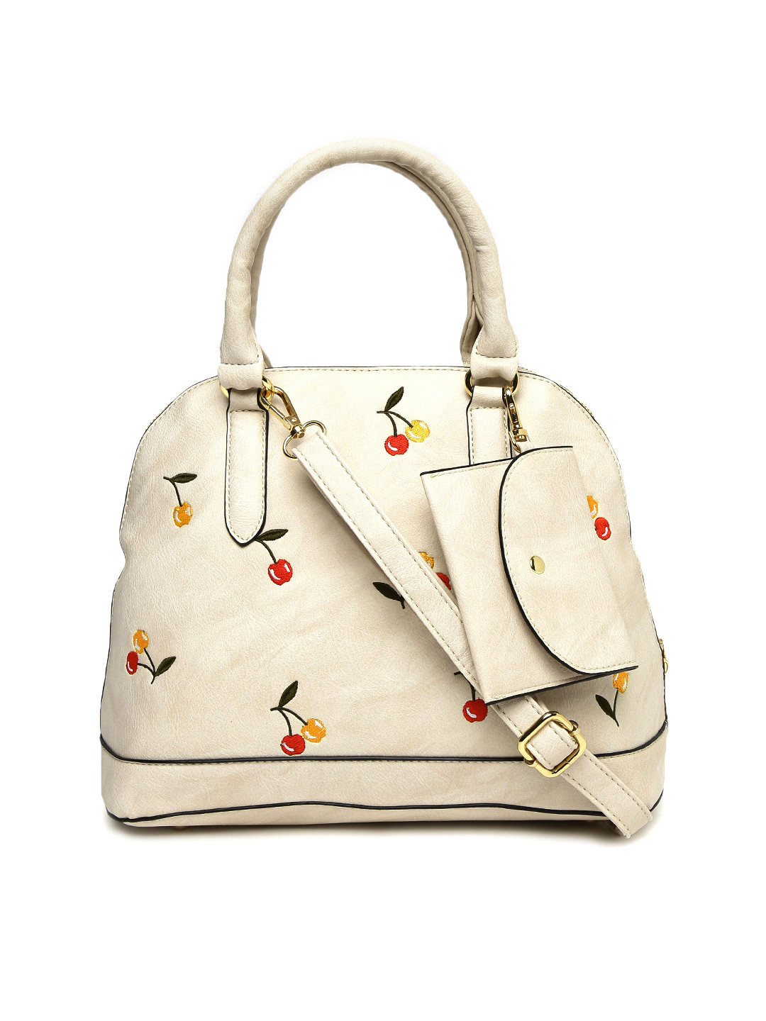 Buy Ginger By Lifestyle Beige Self Design Handheld Bag - Handbags for ...