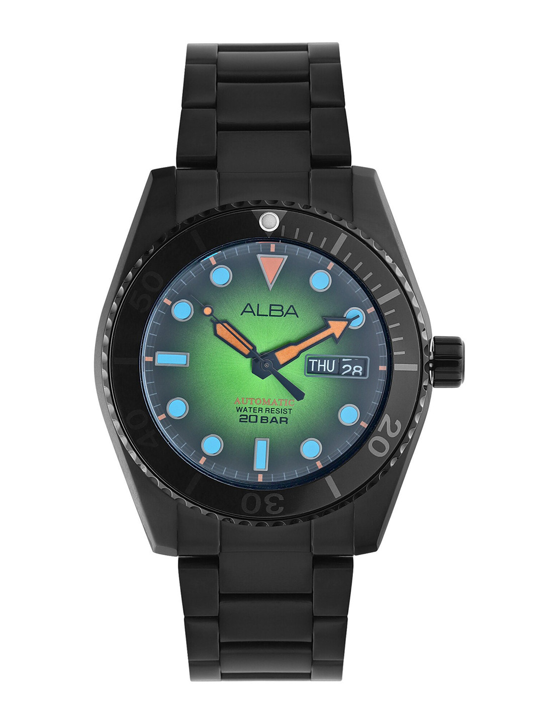 Buy Alba Men Printed Dial & Stainless Steel Analogue Automatic Motion ...