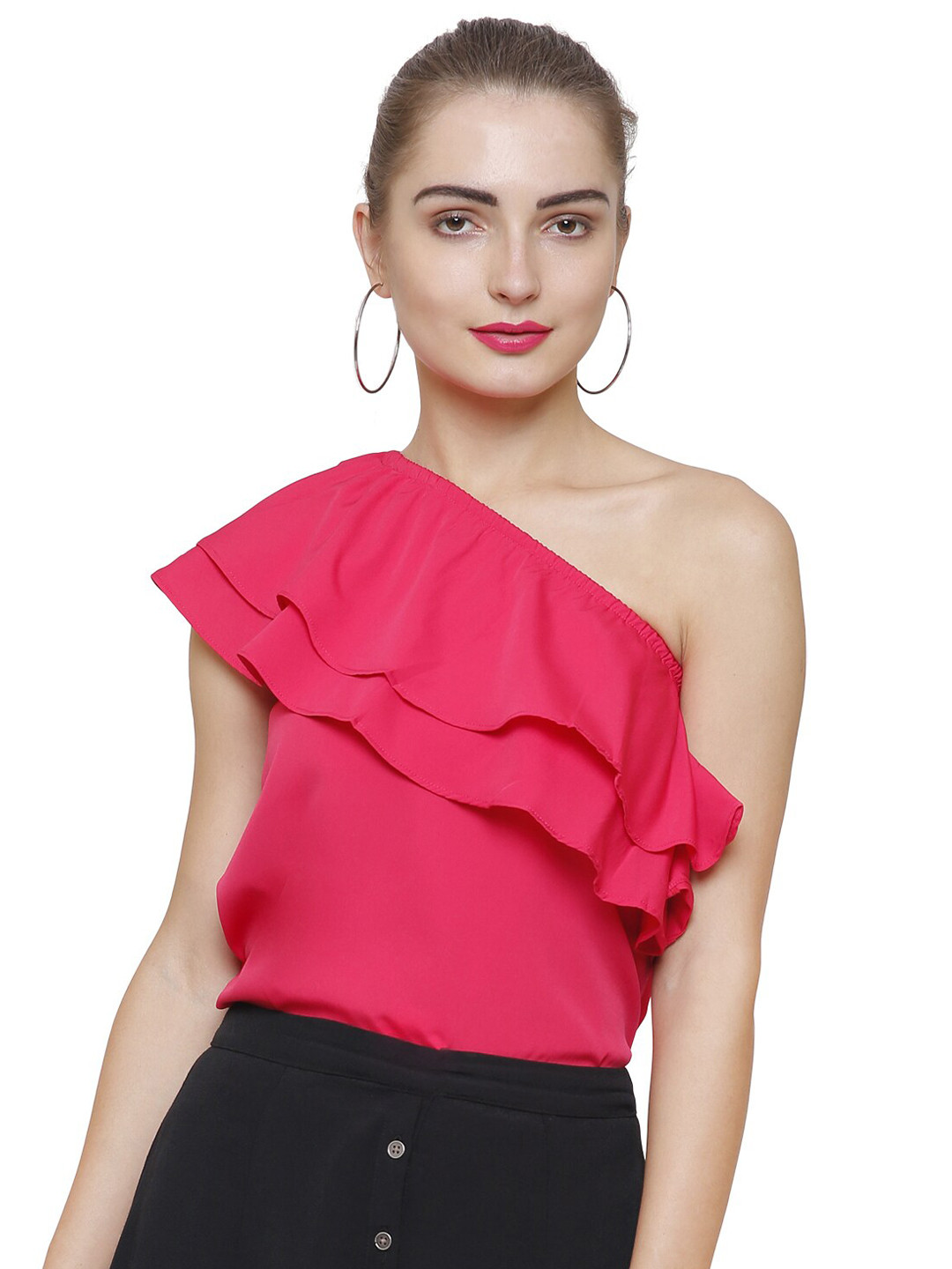 Buy Dracht Pink One Shoulder Crepe Top - Tops for Women 25293450 | Myntra