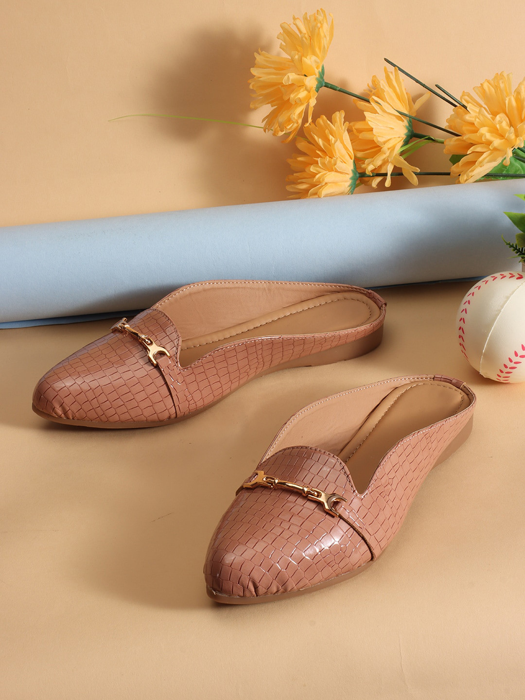 Buy PERY PAO Animal Textured Mules With Bows - Flats for Women 25297840 ...