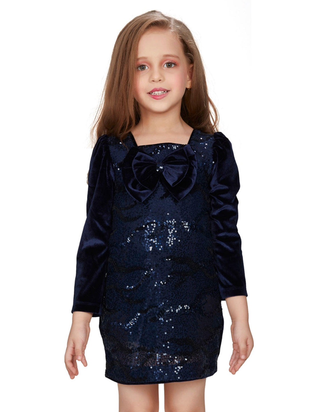 Buy Peppermint Girls Embellished Sequinned Velvet A Line Dress ...
