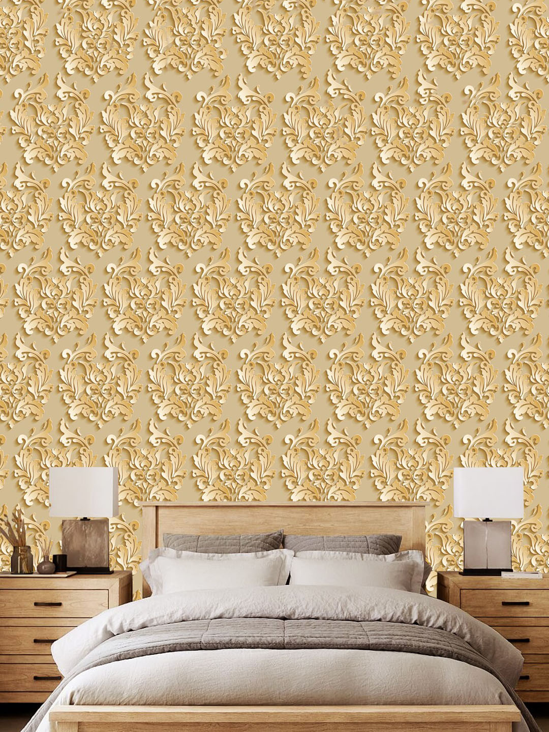 Buy WallDaddy Beige Ethnic Design Self Adhesive Wallpaper - Decals And ...