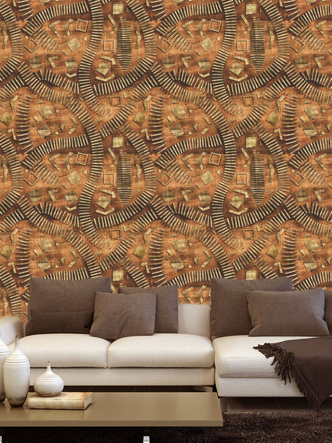 Buy WallDaddy Brown QC Tray Designed Self Adhesive Wallpaper For Wall ...