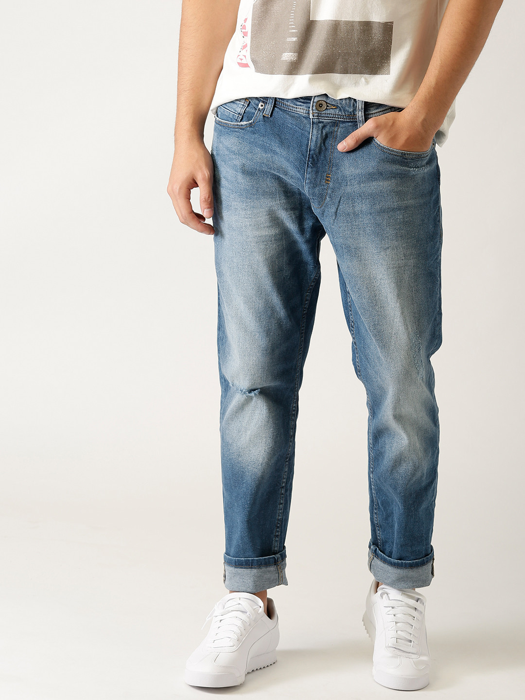 Buy ESPRIT Men Blue Regular Fit Mid Rise Clean Look Jeans - Jeans for ...