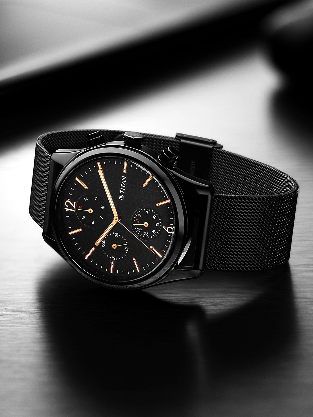 Buy Titan Men Textured Dial & Stainless Steel Straps Analogue Watch ...