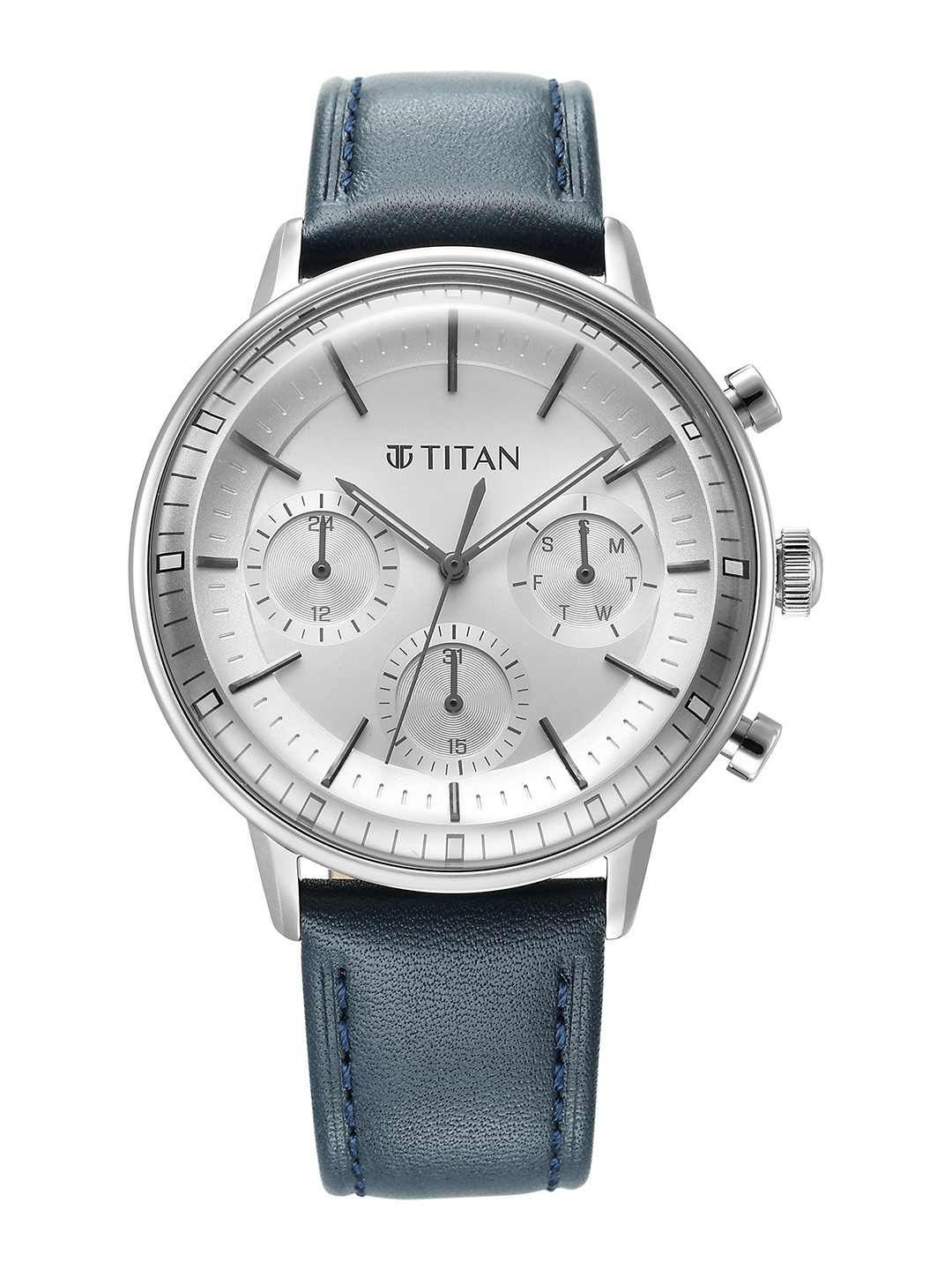 Buy Titan Men Textured Dial & Leather Straps Analogue Multi Function ...