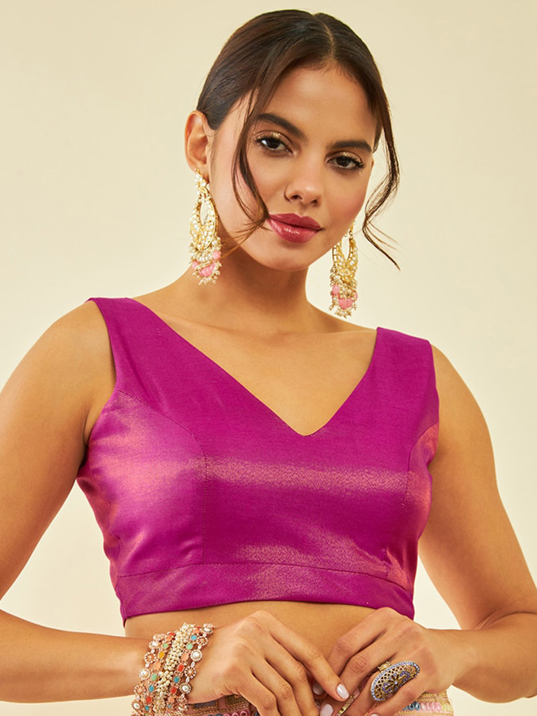 Buy Soch V Neck Tussar Saree Blouse - Saree Blouse for Women 25305506 ...