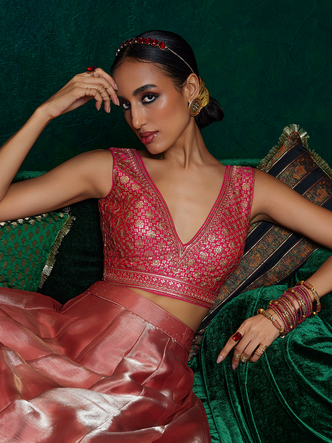 Buy Soch Embellished V Neck Silk Saree Blouse - Saree Blouse for Women ...