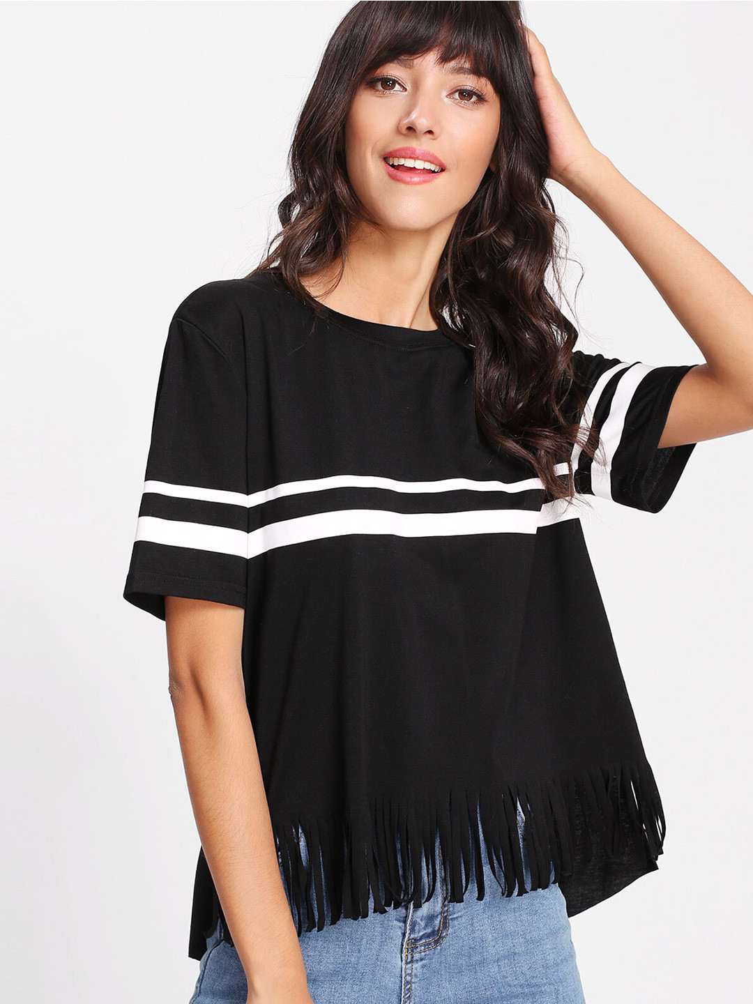 Buy Dracht Horizontal Striped Fringed Top - Tops for Women 25305778 ...