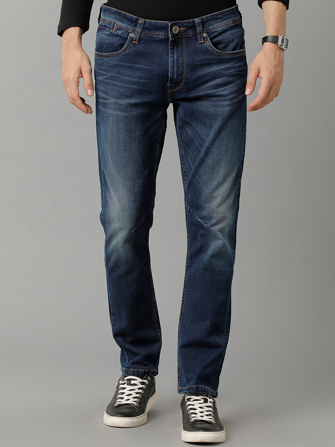 Buy Voi Jeans Men Slim Fit Slash Knee Light Fade Stretchable Cotton ...