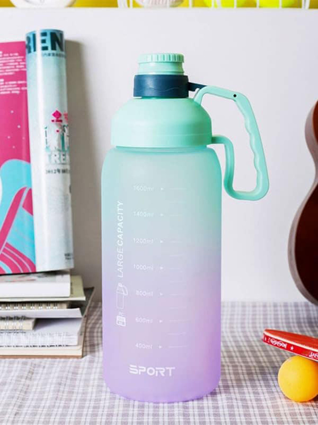 Buy HOUSE OF QUIRK Purple & Green BPA Free Leak Proof Water Bottle 1.8 ...