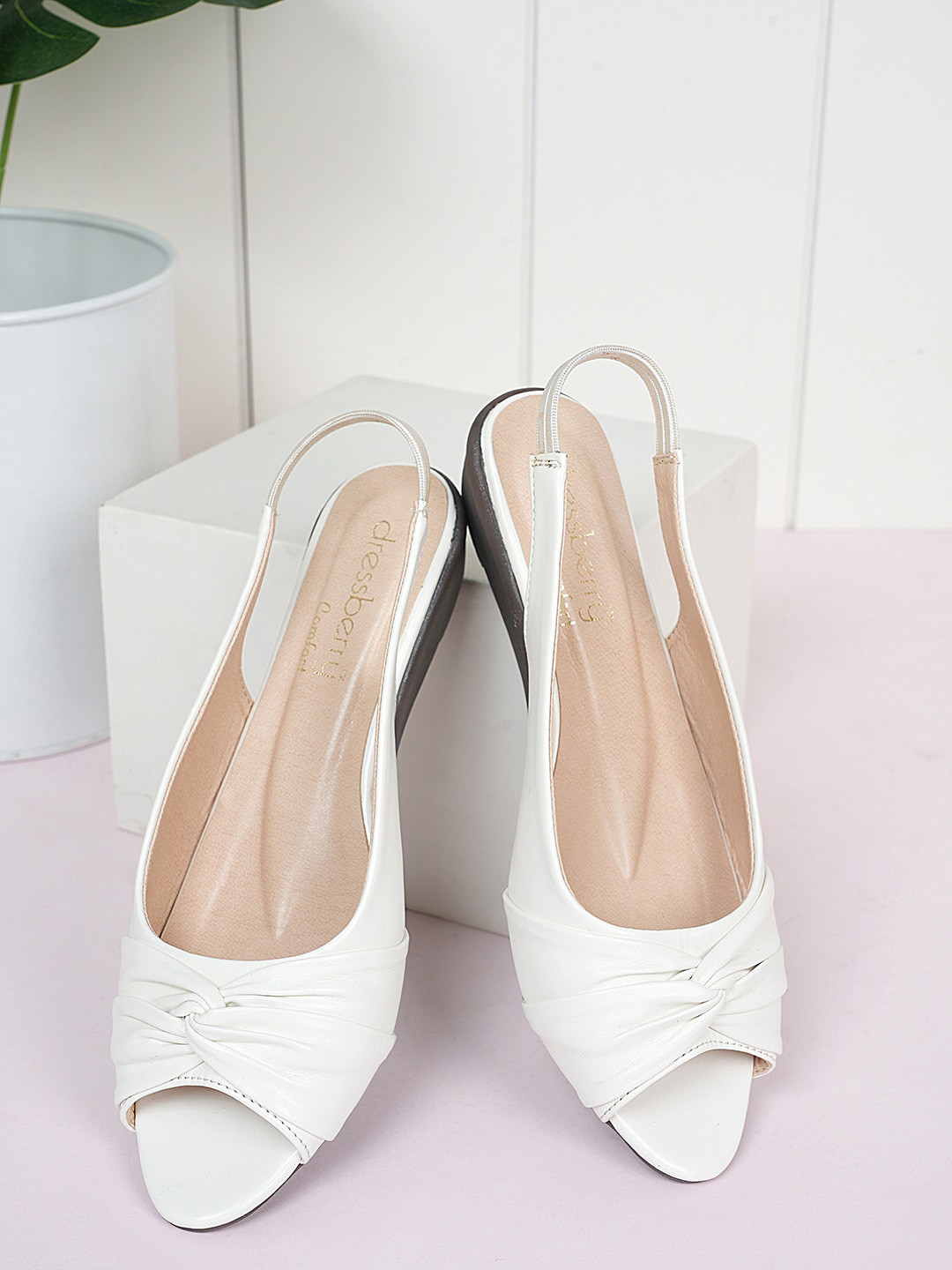 Buy DressBerry White Peep Toe Wedge Heel Pumps - Heels for Women ...