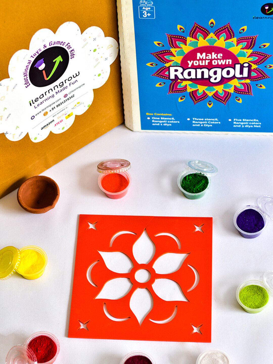 Buy Ilearnngrow Diwali DIY Rangoli Kit Flower - Art And Craft for ...