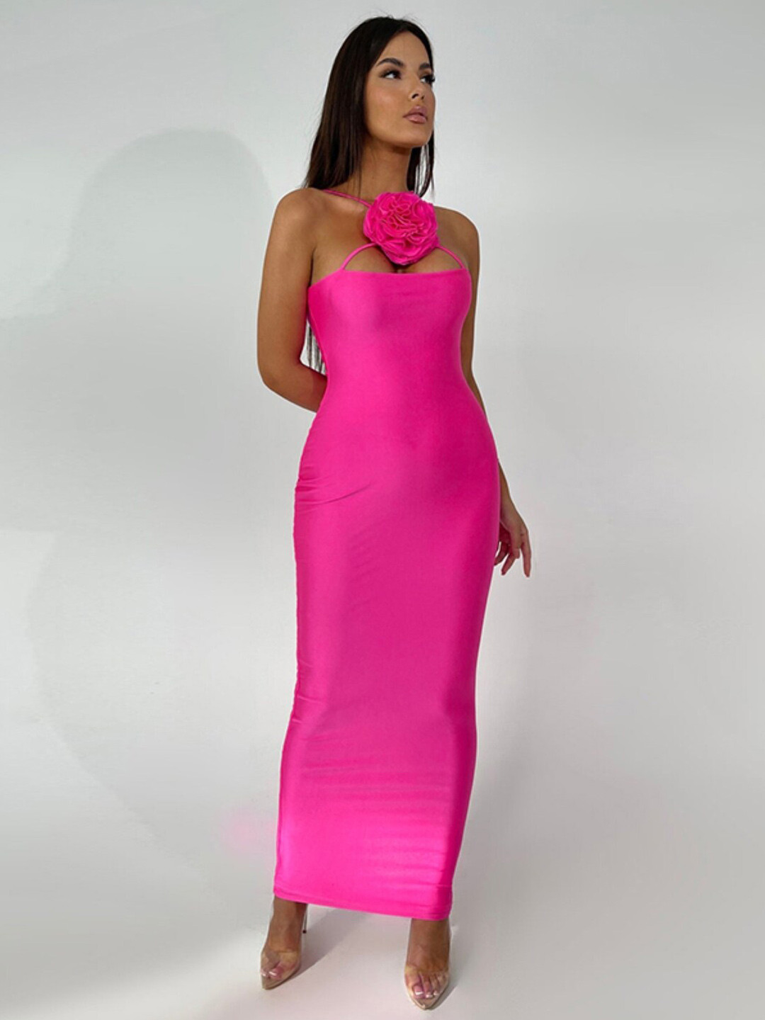 Buy StyleCast Pink Halter Neck Maxi Bodycon Dress - Dresses for Women ...