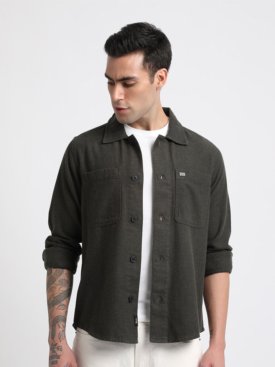 Buy THE BEAR HOUSE Men Regular Fit Flannel Cotton Shacket - Shirts for ...