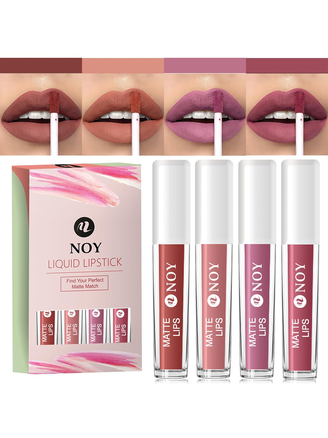 Buy NOY 4Pcs Liquid Lipstick 4ml Each Brown Nude Nude Nude Pink Mauve ...