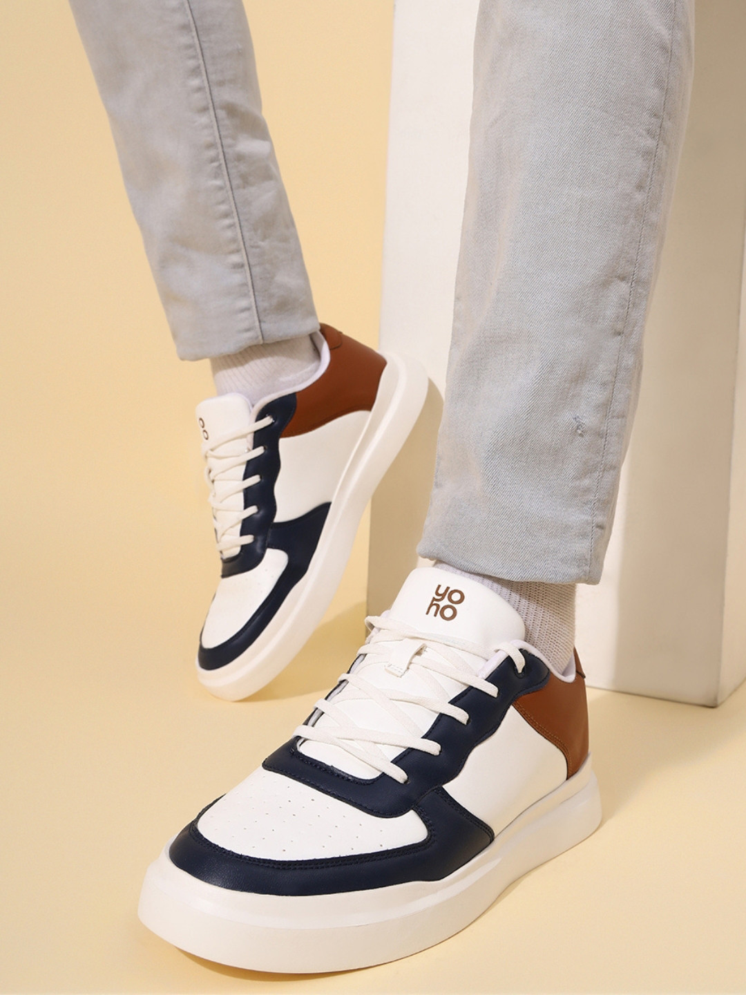 Buy Yoho Men Colourblocked Memory Foam Insole Lightweight Sneakers ...