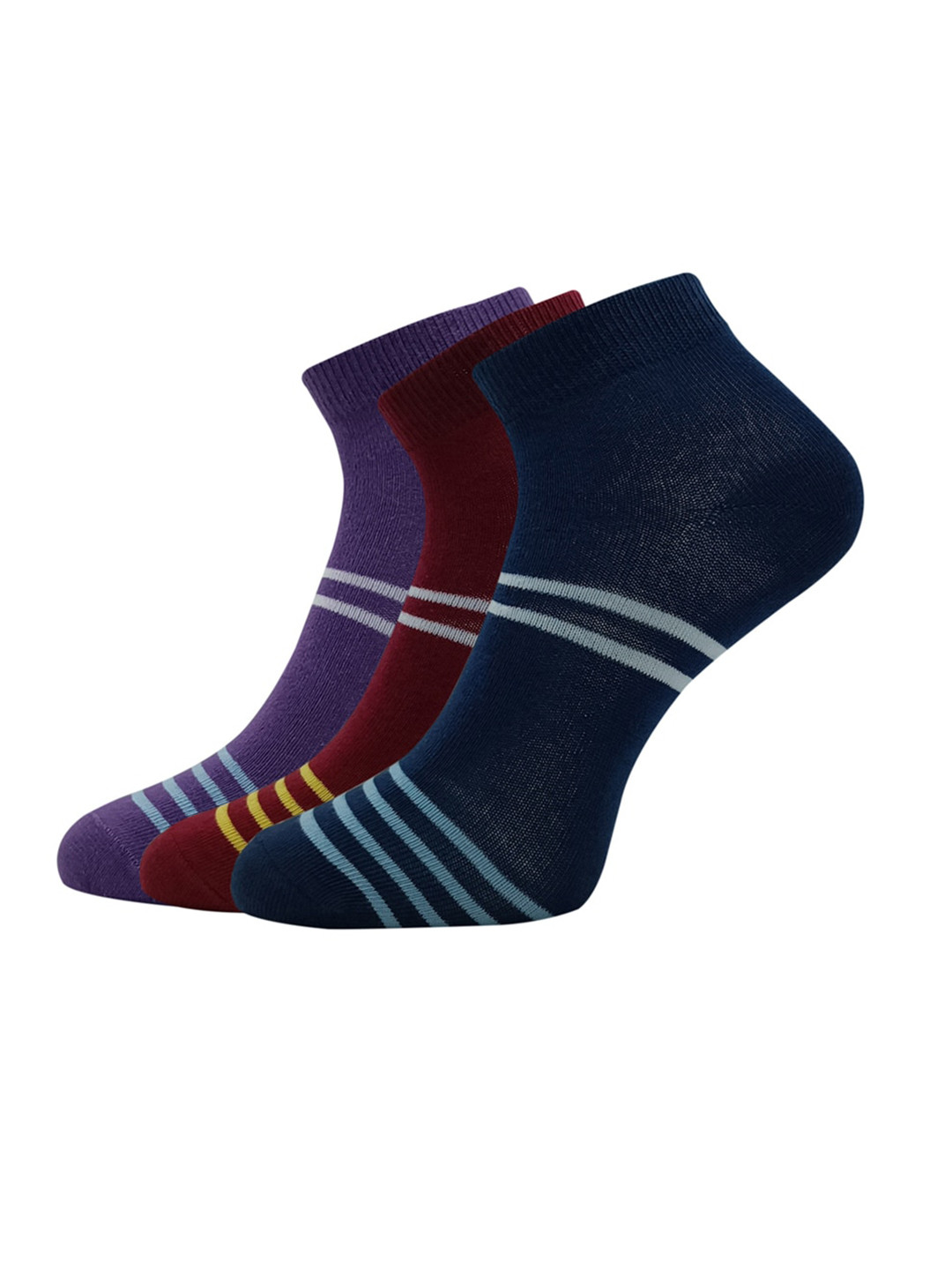 Buy Allen Solly Women Pack Of 3 Striped Ankle Length Socks - Socks for ...