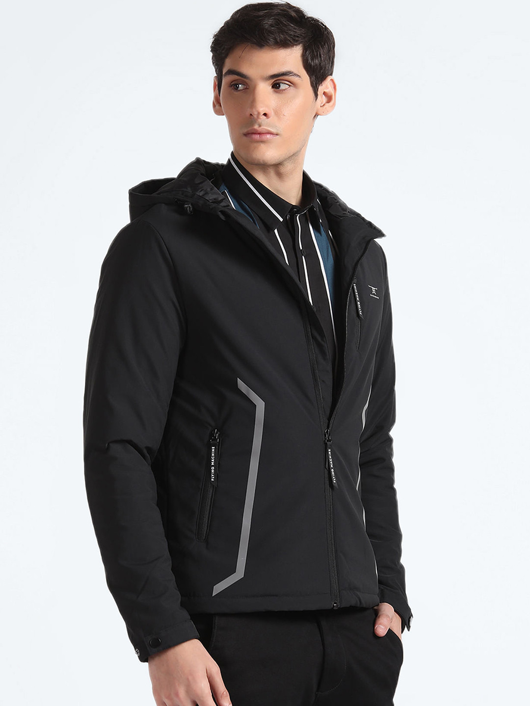 Buy Flying Machine Hooded Biker Jacket - Jackets for Men 25345350 | Myntra