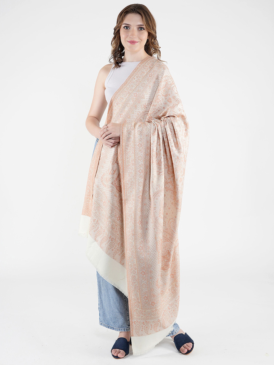 Buy MUFFLY Woven Design Pure Wool Reversible Shawl - Shawl for Women ...