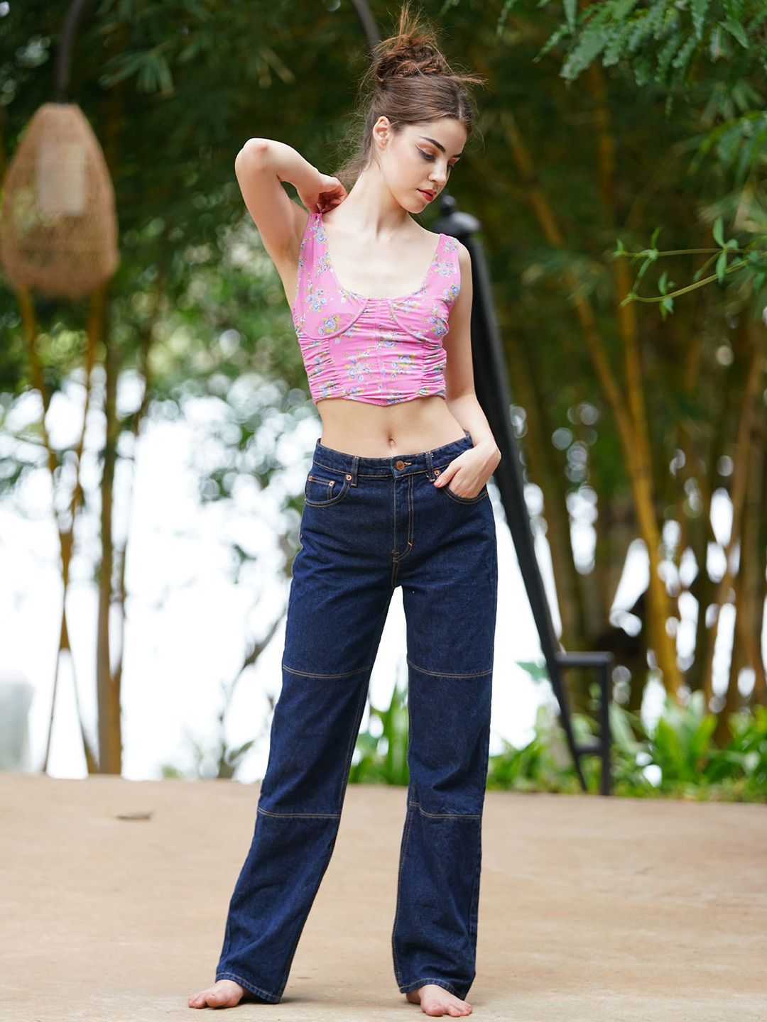 Buy ODETTE Floral Printed Cotton Crop Tank Top - Tops for Women ...