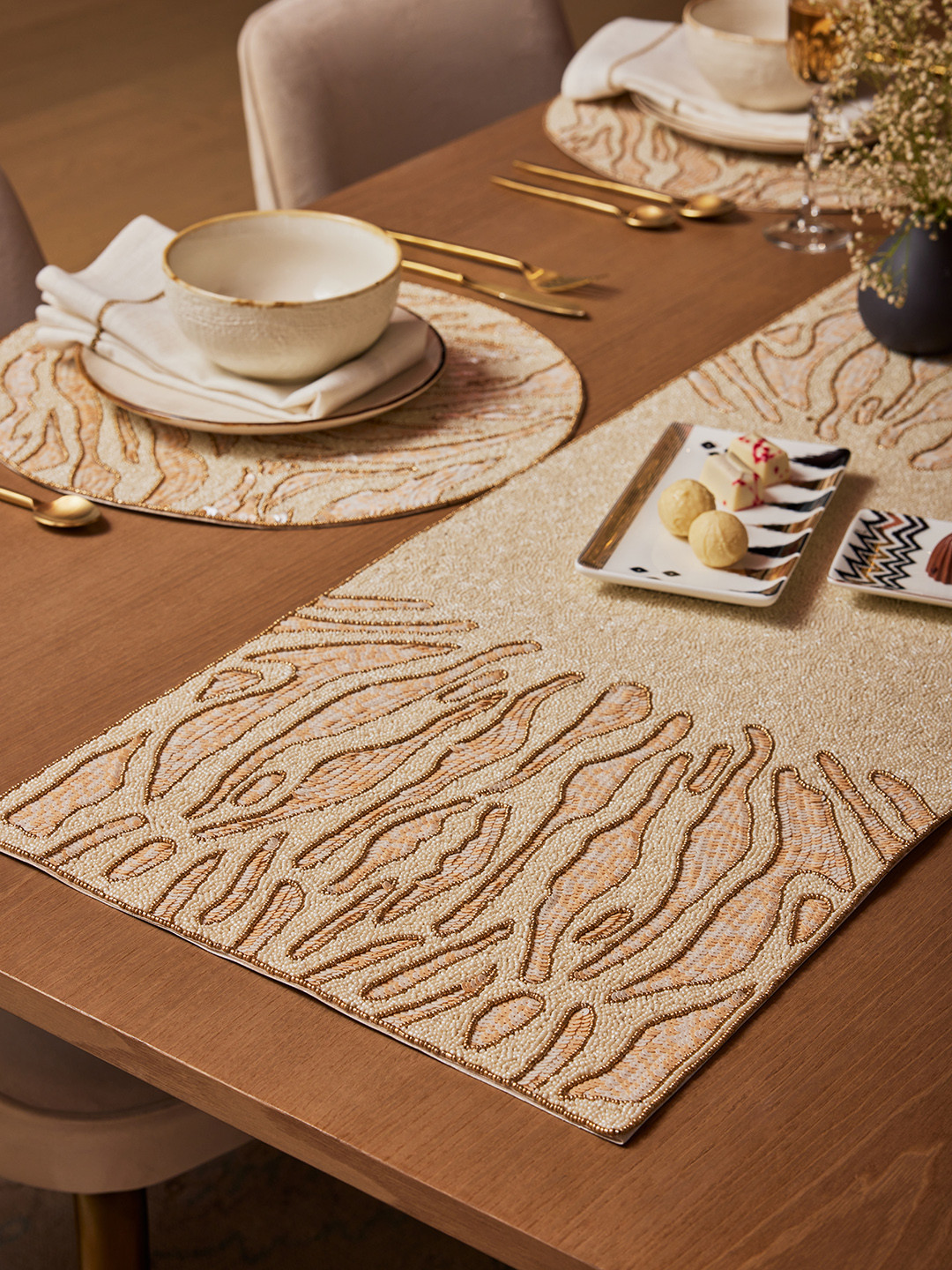 Buy Eris Home Off White Beaded Table Runner - Runners for Unisex ...