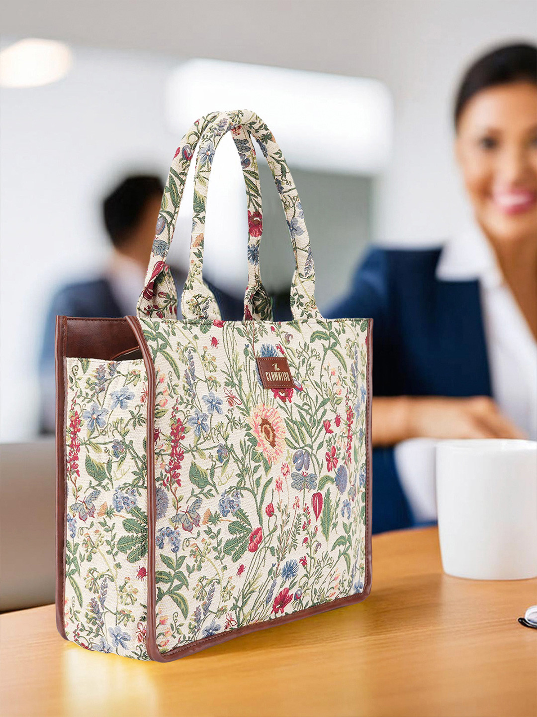 Buy THE CLOWNFISH Ambrosia Floral Printed Structured Handheld Bag With ...