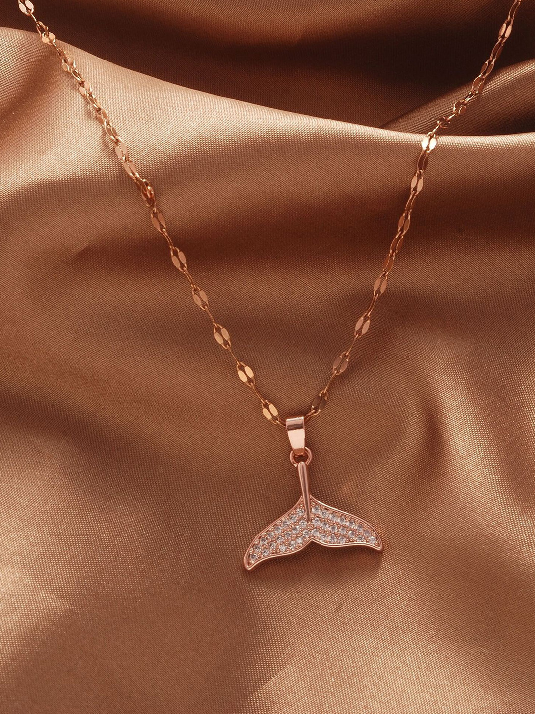 Buy MYKI Rose Gold Plated Fish Tail Shaped Pendant Chain - Pendant for ...