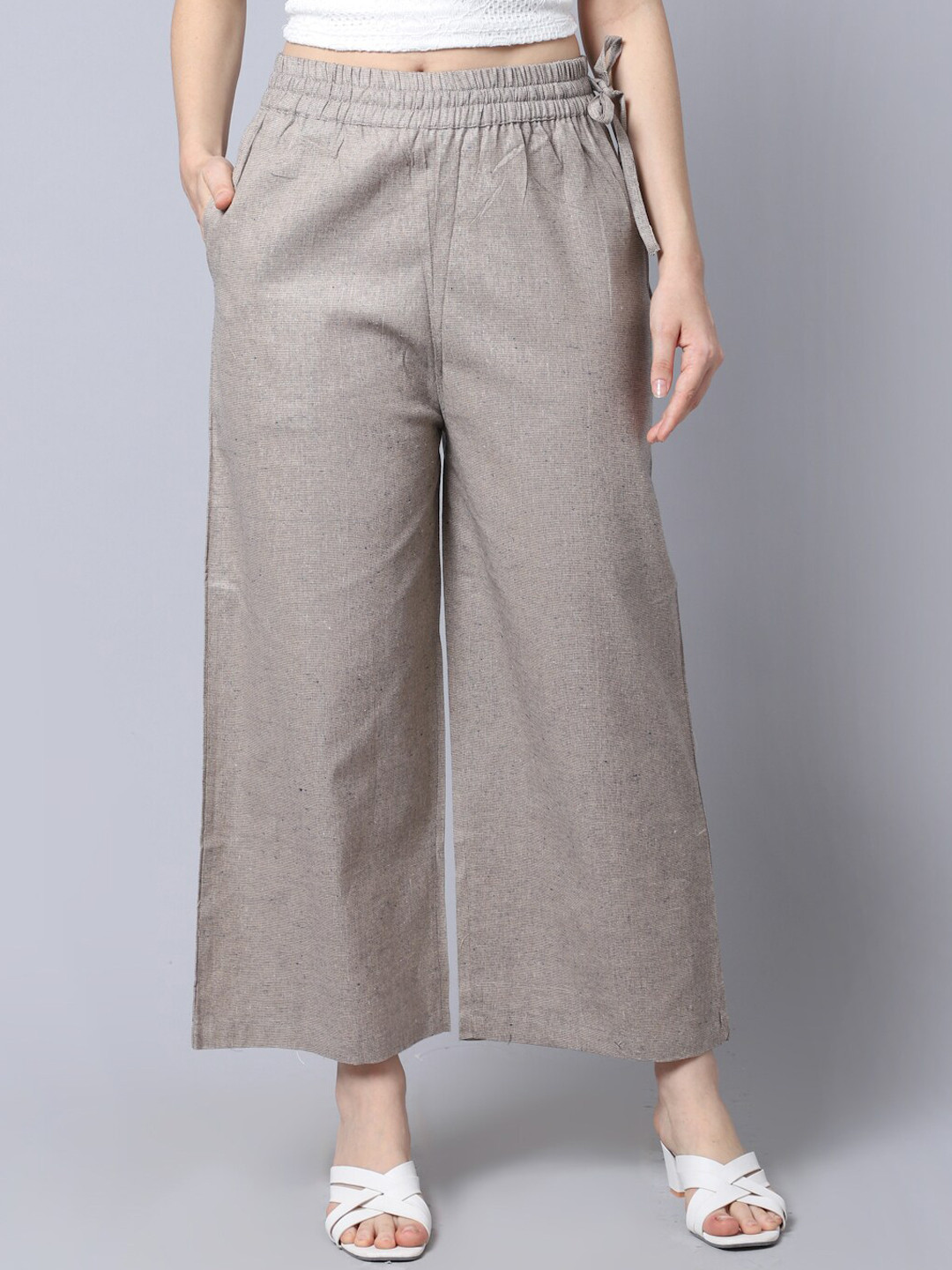 Buy GRACIT Women Linen Parallel Trousers - Trousers for Women 25354764 ...
