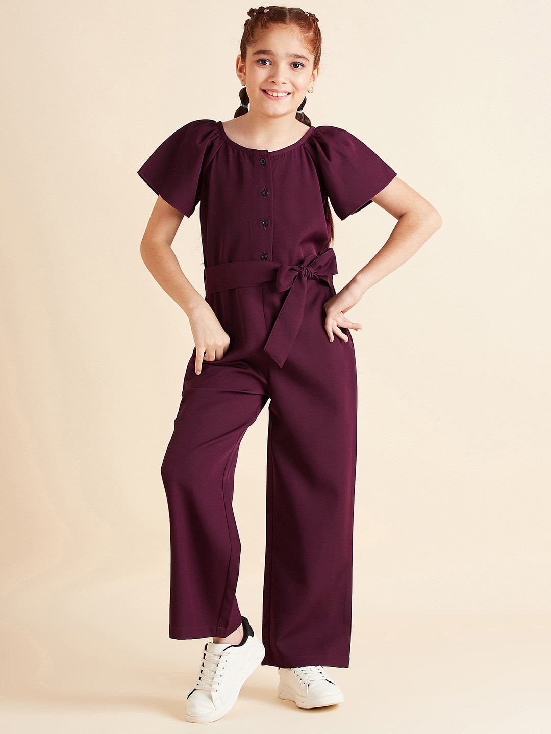 Buy Cherry & Jerry Girls Burgundy Basic Jumpsuit - Jumpsuit for Girls ...