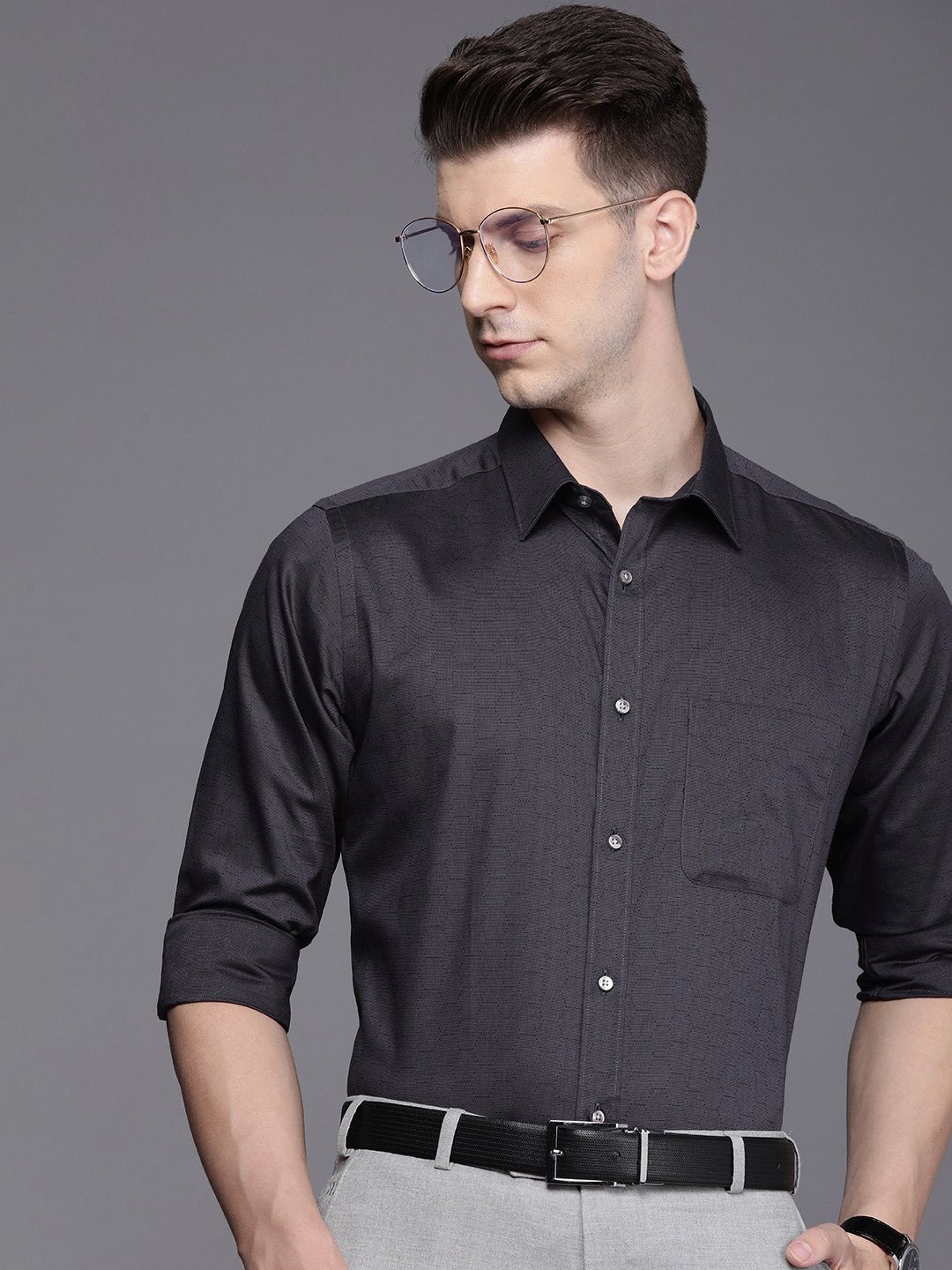 Buy Raymond Textured Slim Fit Pure Cotton Formal Shirt - Shirts for Men ...