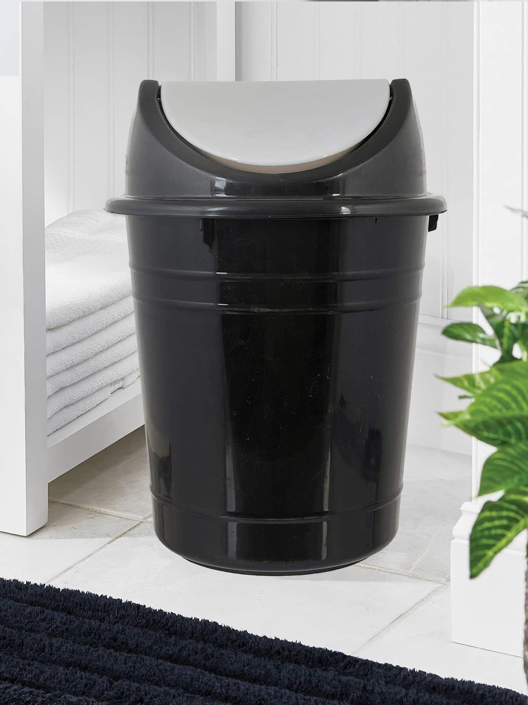 Buy Kuber Industries 2 Pcs Black & White Swing Dustbins 10 L Each ...