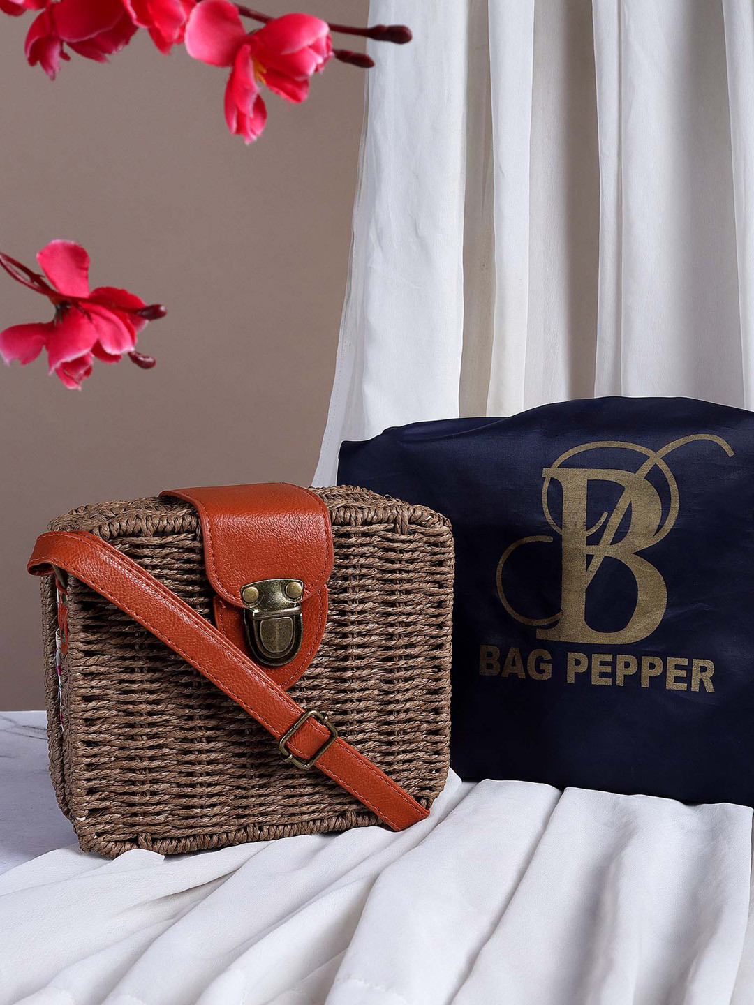 Buy Bag Pepper Self Design Structured Jute Sling Bag - Handbags for ...