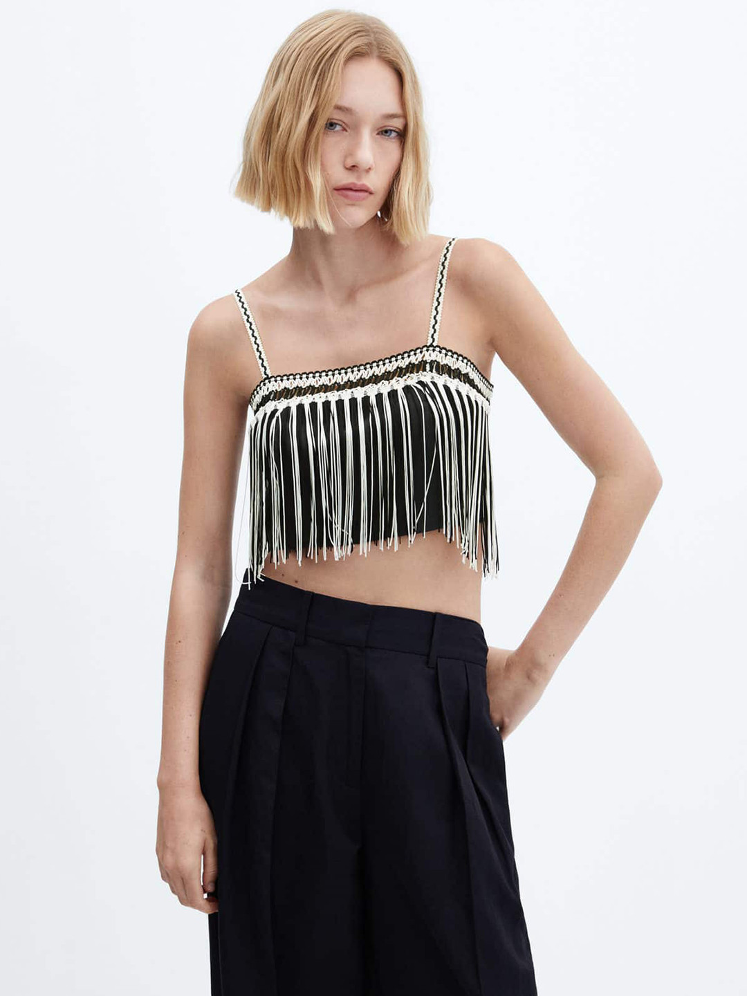 Buy MANGO Fringed Crop Top - Tops for Women 25376960 | Myntra