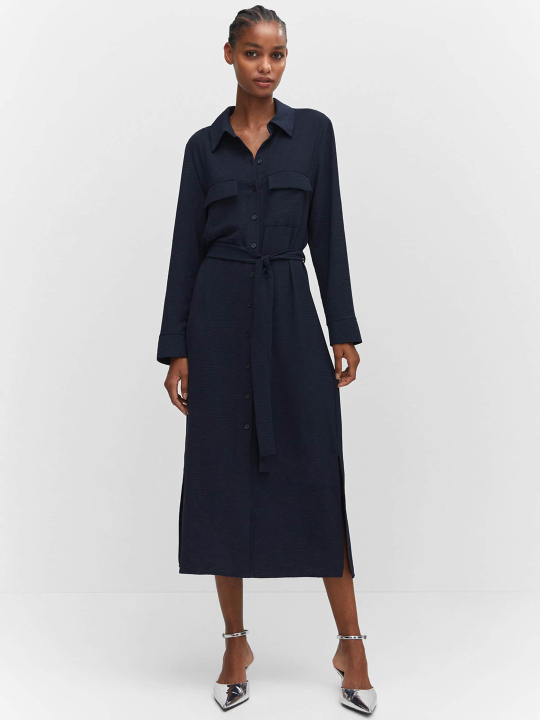 Buy MANGO Formal Shirt Midi Dress With Belt - Dresses for Women ...