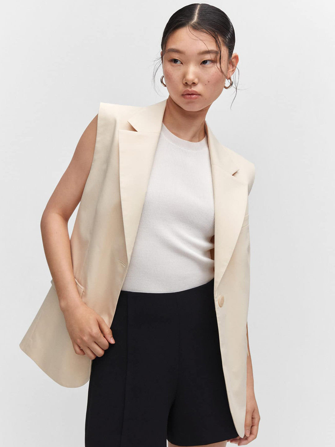 Buy MANGO Notched Lapel Sleeveless Blazer - Blazers for Women 25377286 ...