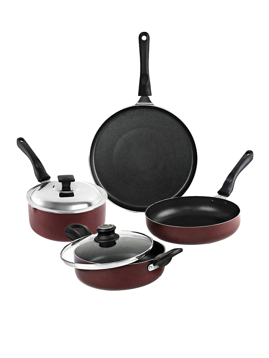 Buy Cello Prima Cherry Red Set Of 4 Non Stick Cookware Set - Cookware ...