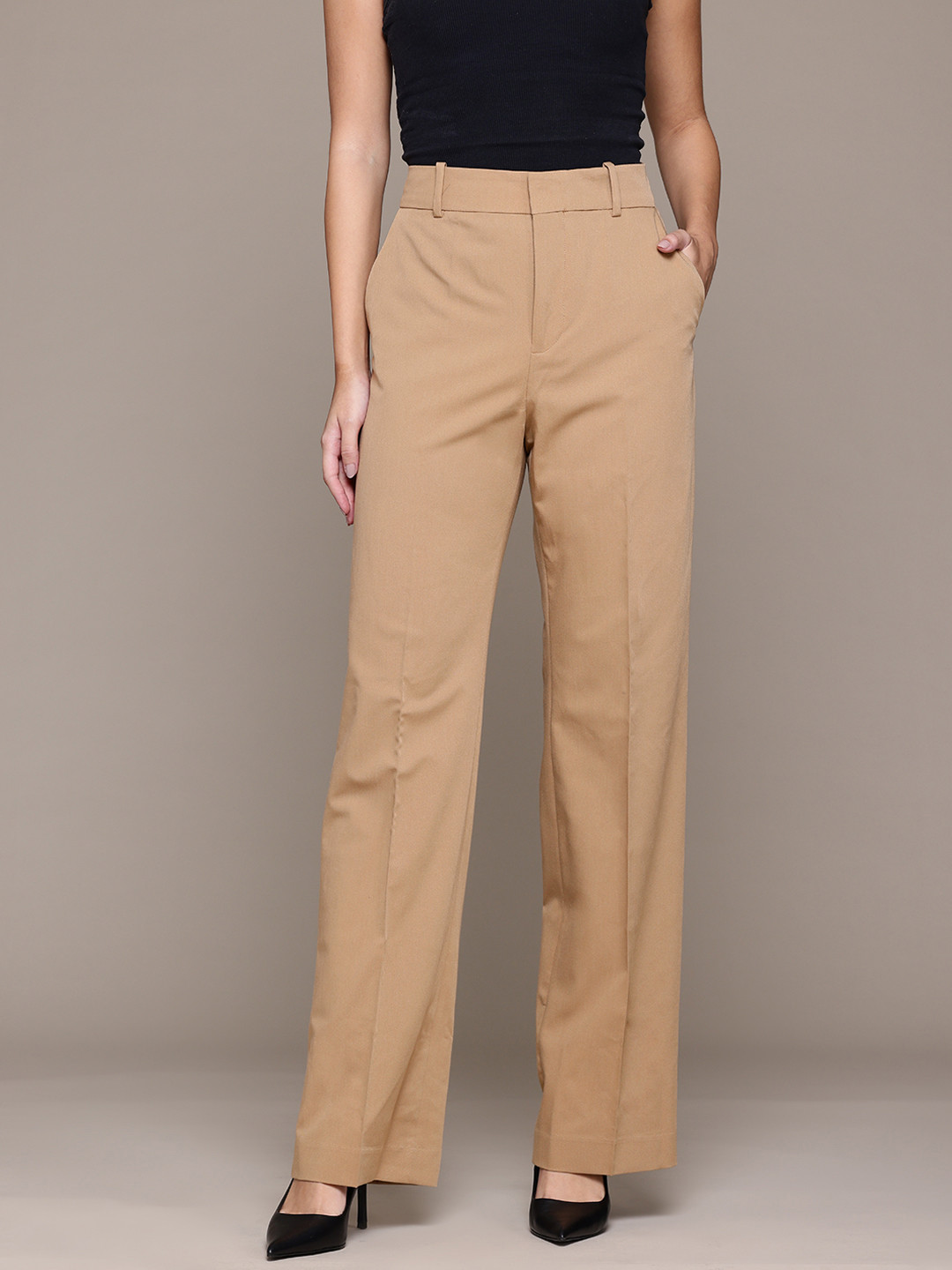 Buy MANGO Women High Rise Trousers - Trousers for Women 25380280 | Myntra
