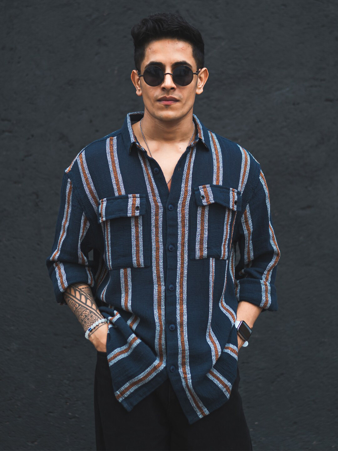 Buy Powerlook Blue India Slim Striped Oversized Casual Shirt - Shirts ...
