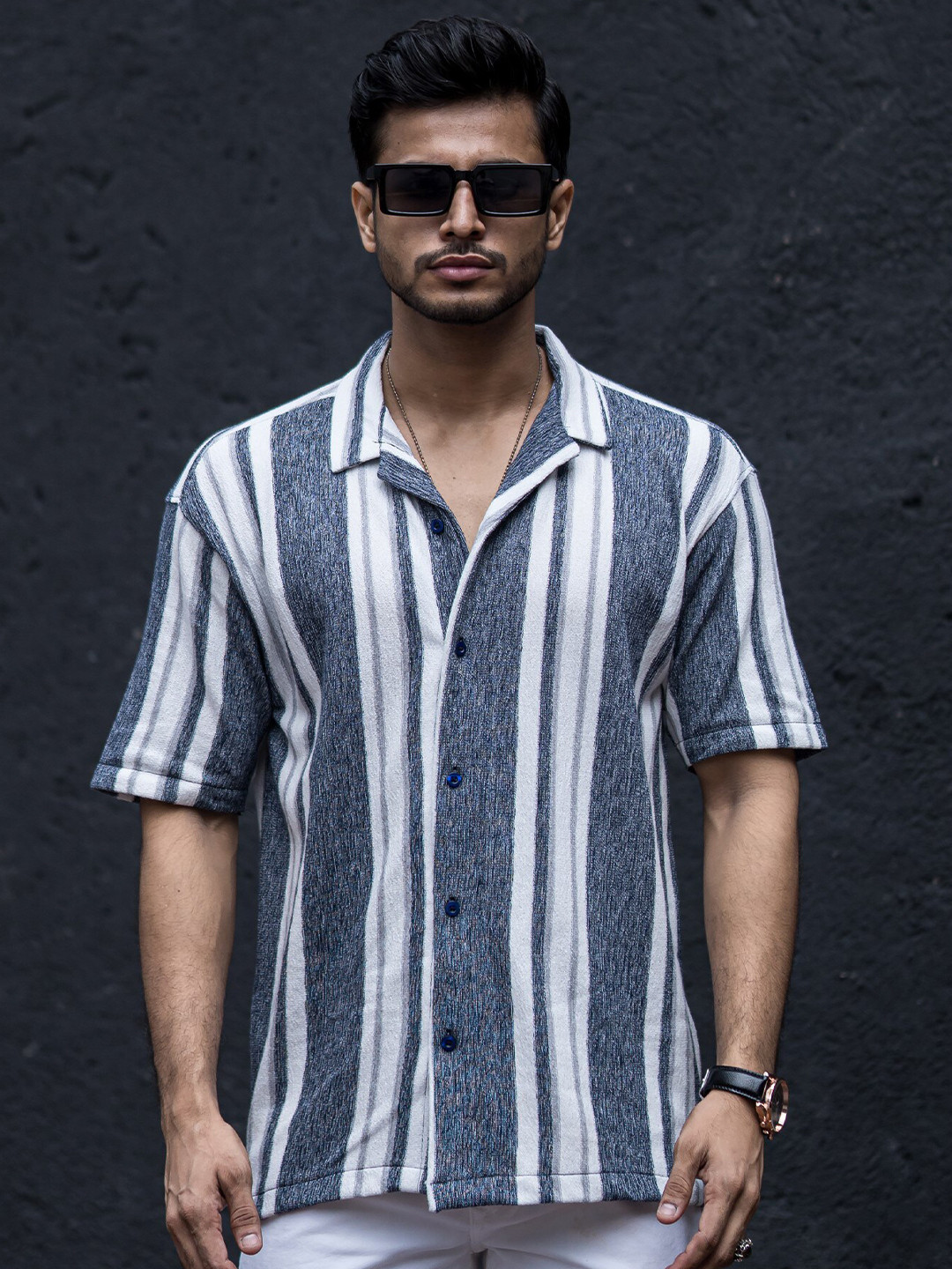 Buy Maniac Classic Vertical Stripes Cotton Oversized Shirt - Shirts for ...