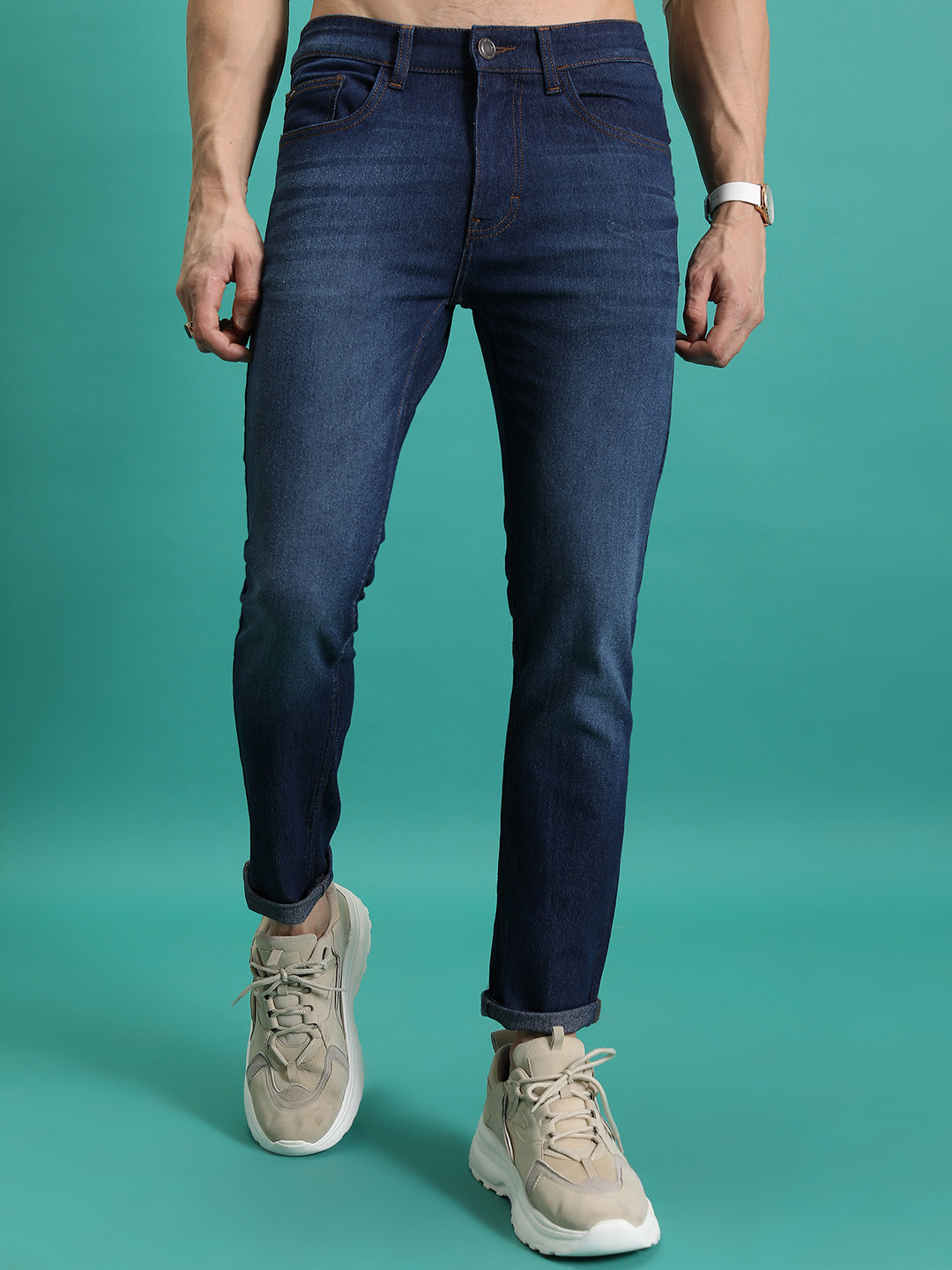 Buy HIGHLANDER Men Skinny Fit Mid Rise Light Fade Stretchable Jeans ...