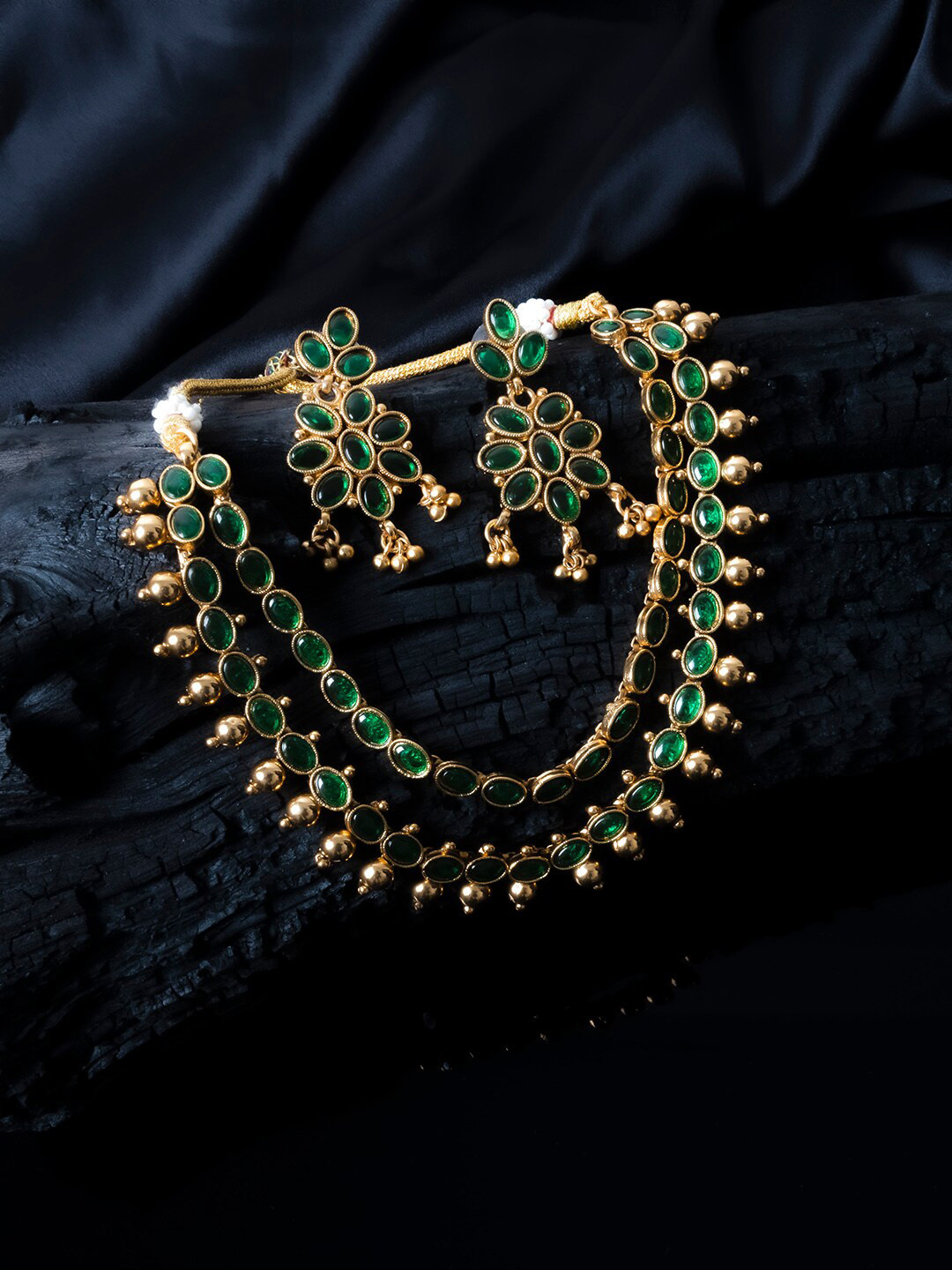Buy StileAdda Gold Plated Kempu Stone Studded Jewellery Set - Jewellery ...