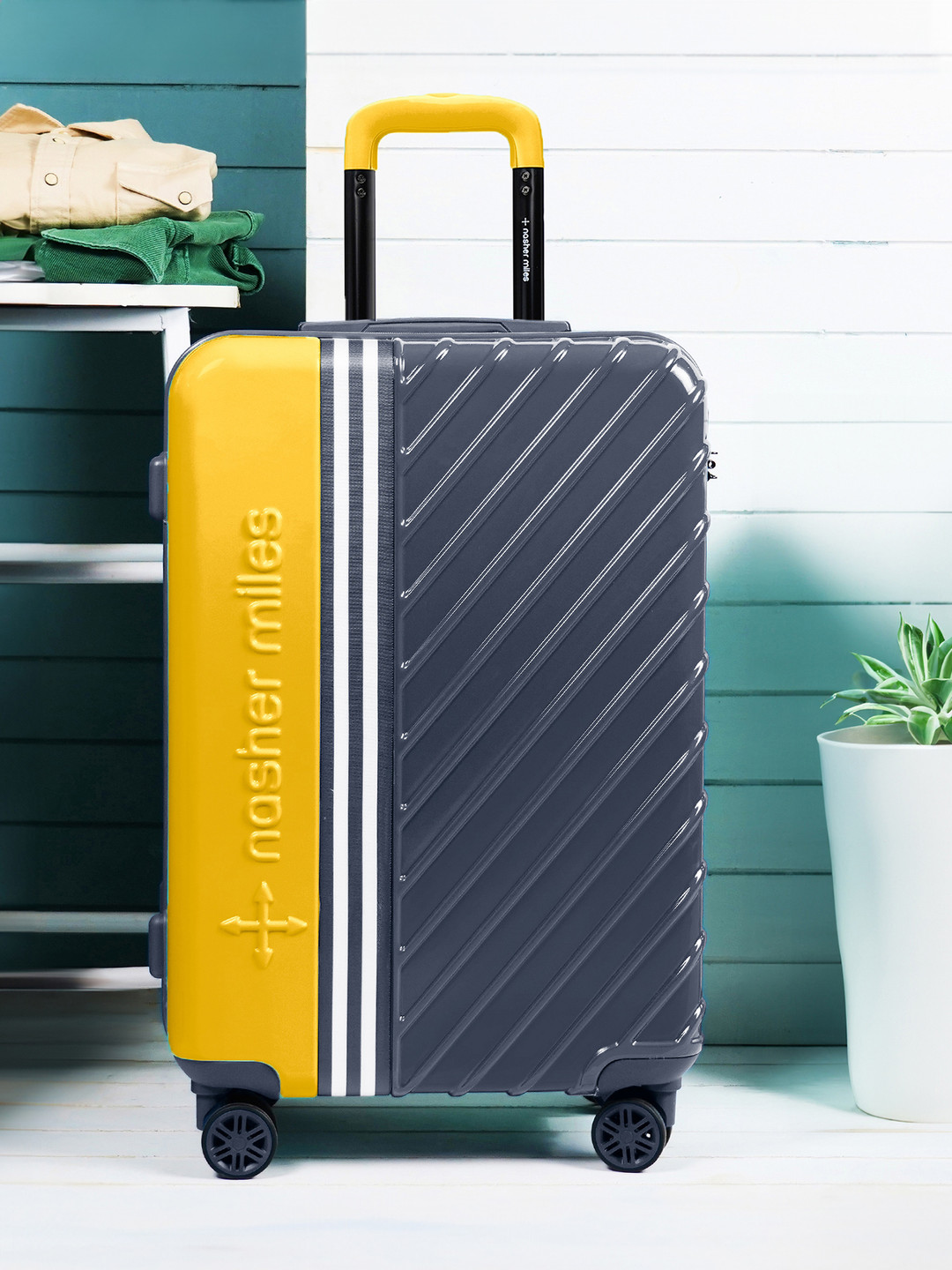 Buy Nasher Miles Vegas Hard Sided Polycarbonate Medium Yellow Grey ...