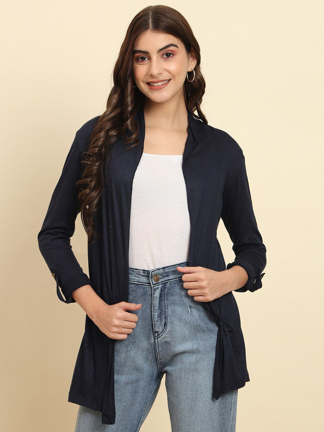 Buy Trend Arrest Open Front Cotton Longline Shrug - Shrug for Women ...