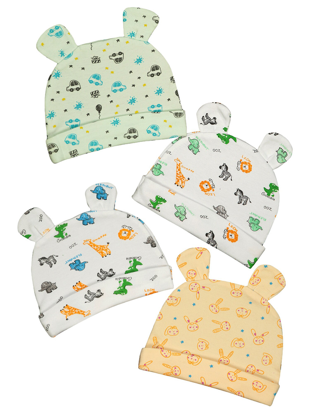 Buy Bodycare Kids Set Of 4 Assorted Printed Cotton Beanie - Caps for ...