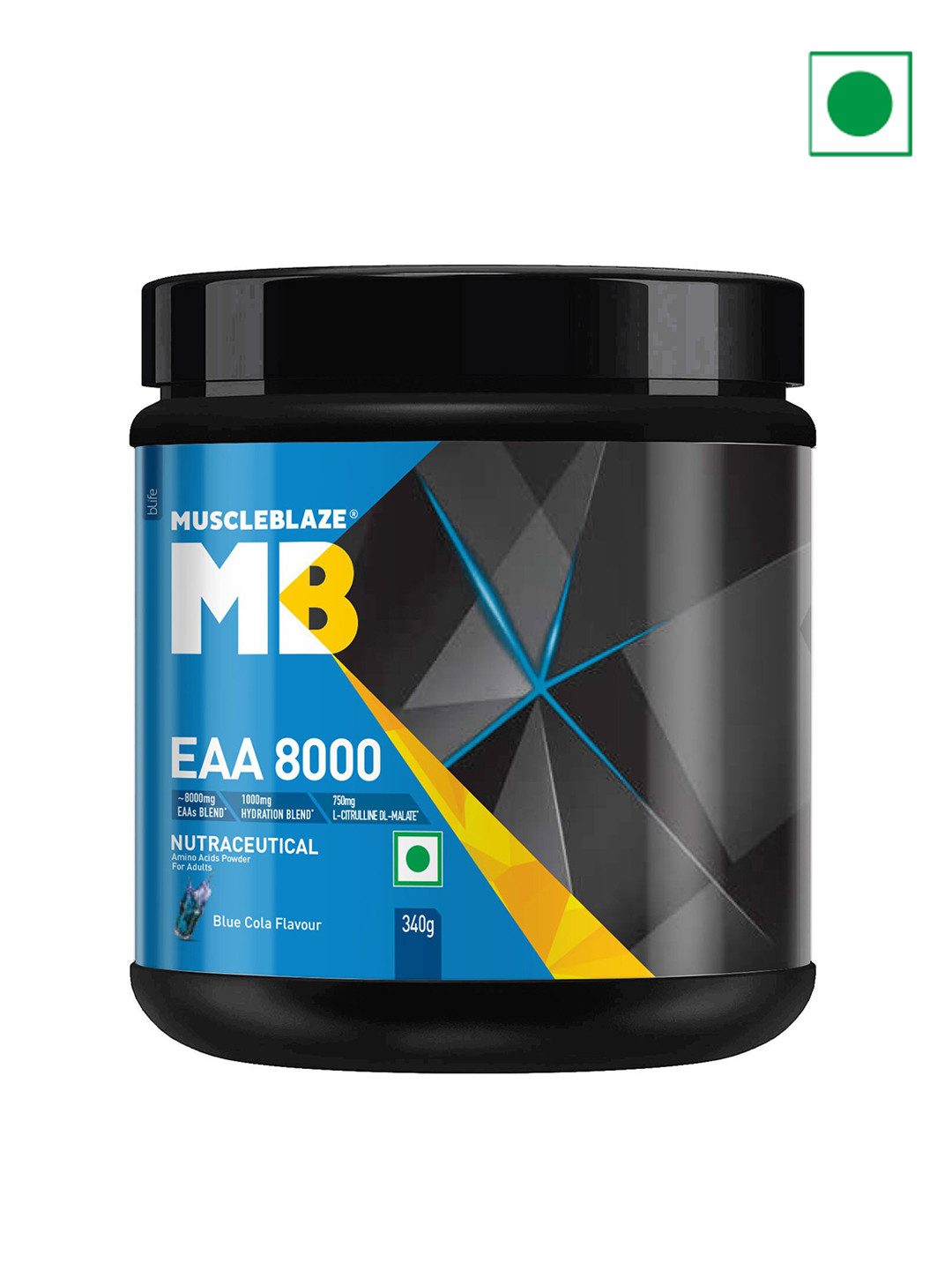 Buy MuscleBlaze EAA 8000, 8000 Mg Cola 340gms - Pre Or Post Workout for ...
