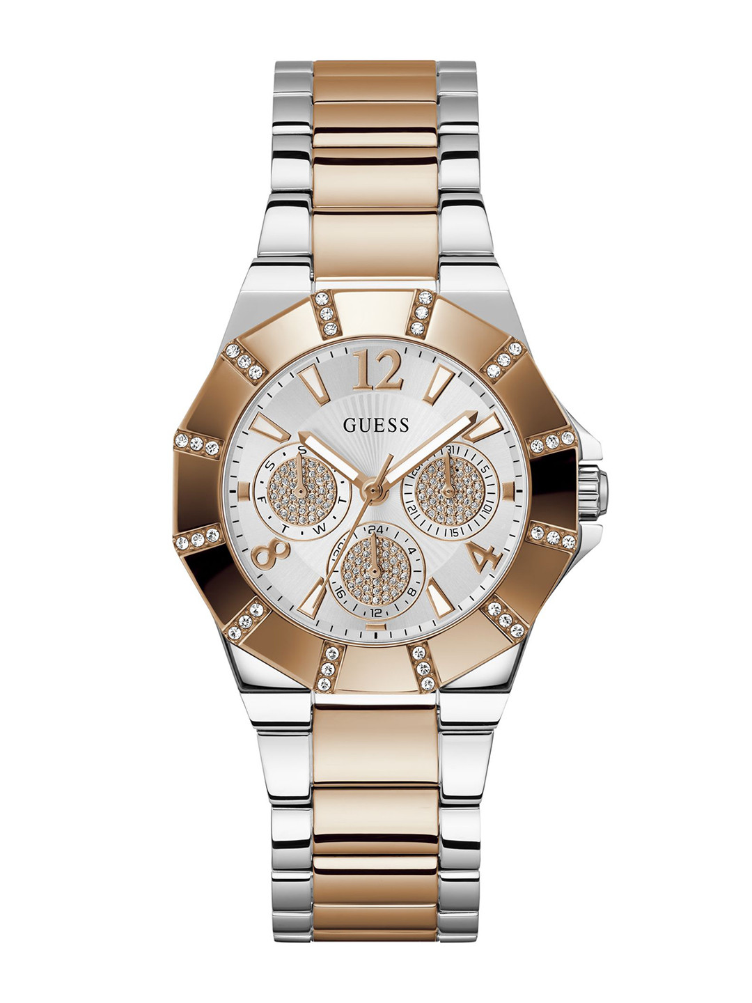 Buy GUESS Women Textured Dial & Stainless Steel Straps Analogue Watch ...
