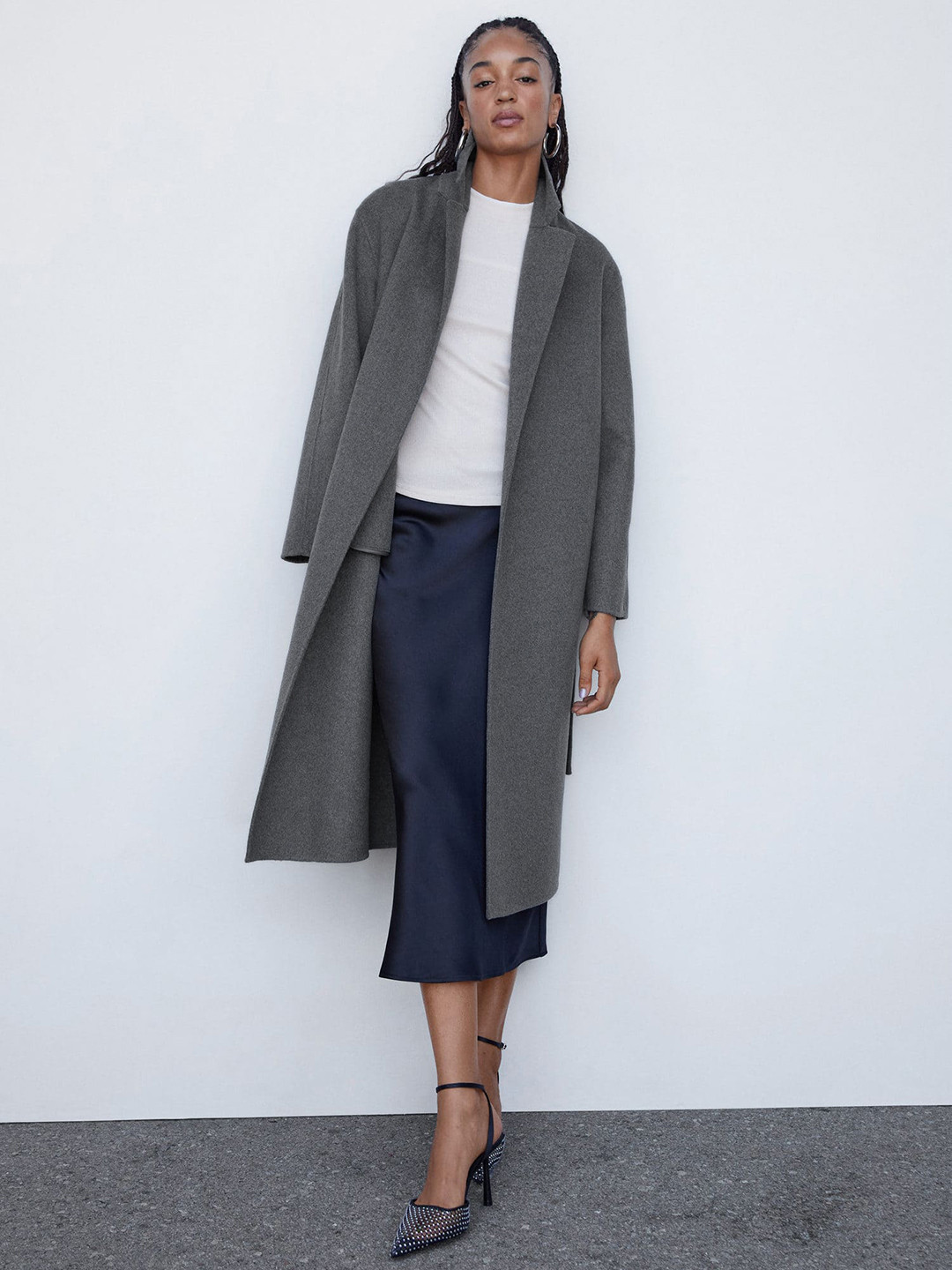 Buy MANGO Handmade Longline Front Open Coat With Belt - Coats for Women ...